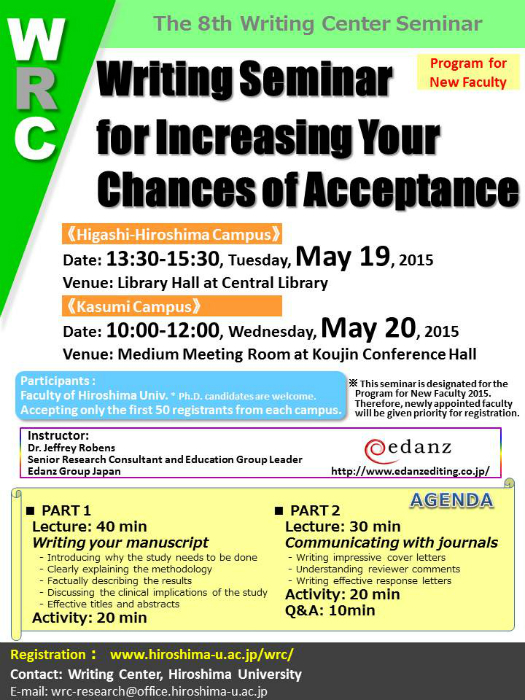 The 8th Writing Center Seminar 2015 "Writing Seminar for Increasing ...